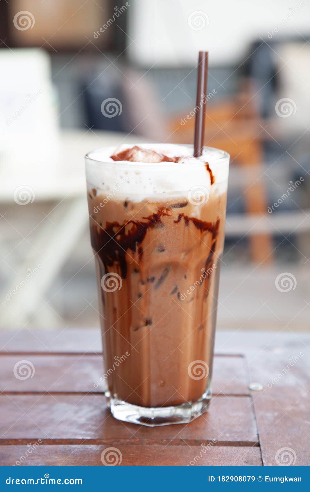 Iced Mocha Coffee in Glass on the Table Stock Image - Image of cocoa ...