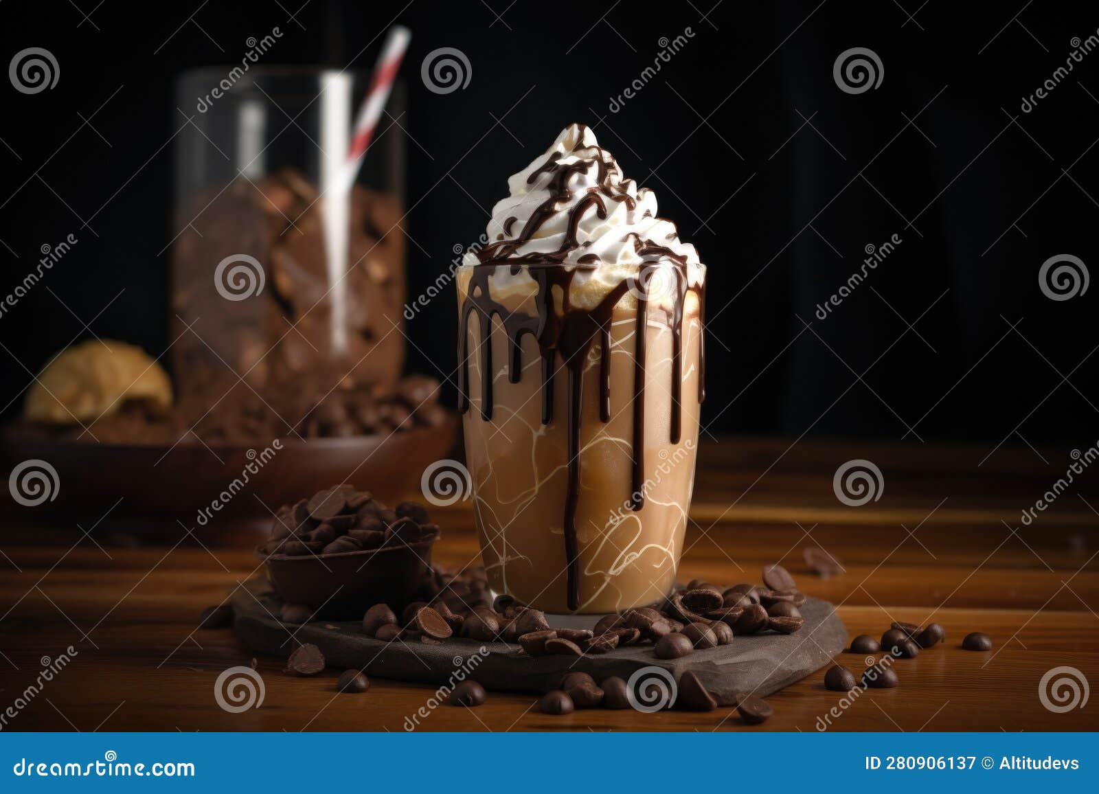Iced Mocha, with Swirls of Chocolate and Java Stock Illustration ...