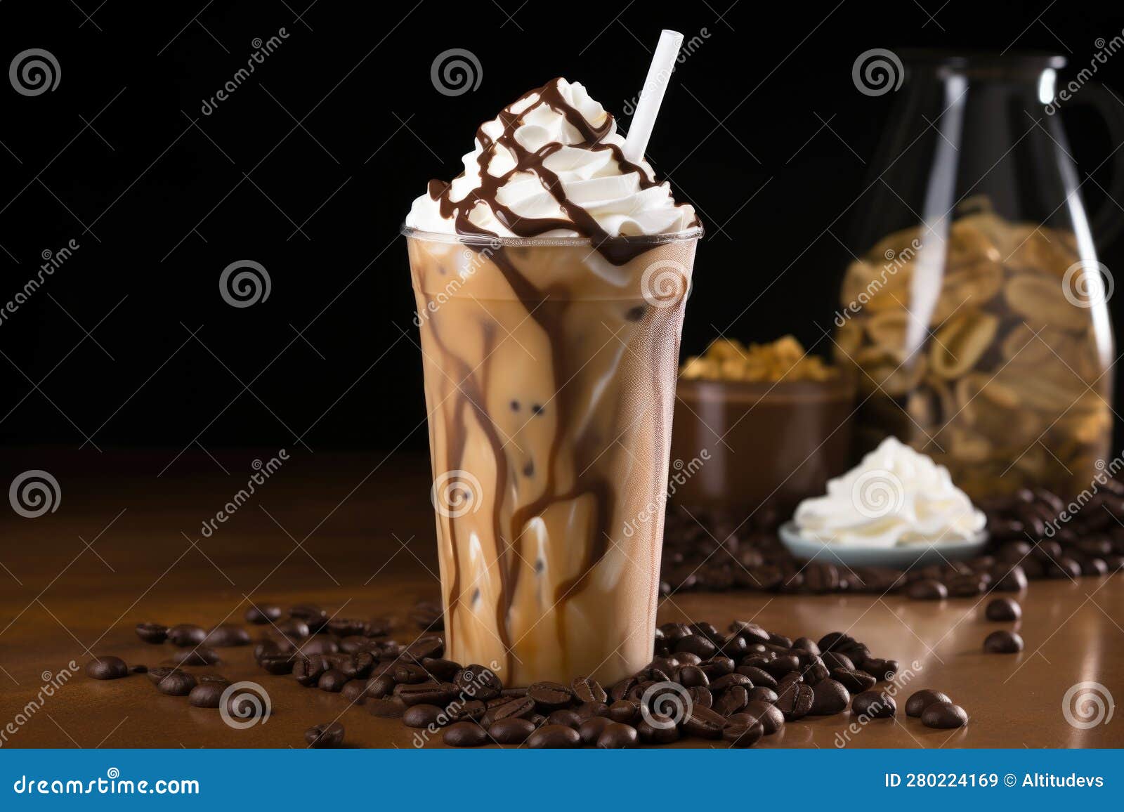 Iced Mocha, with Swirls of Chocolate and Java Stock Illustration ...
