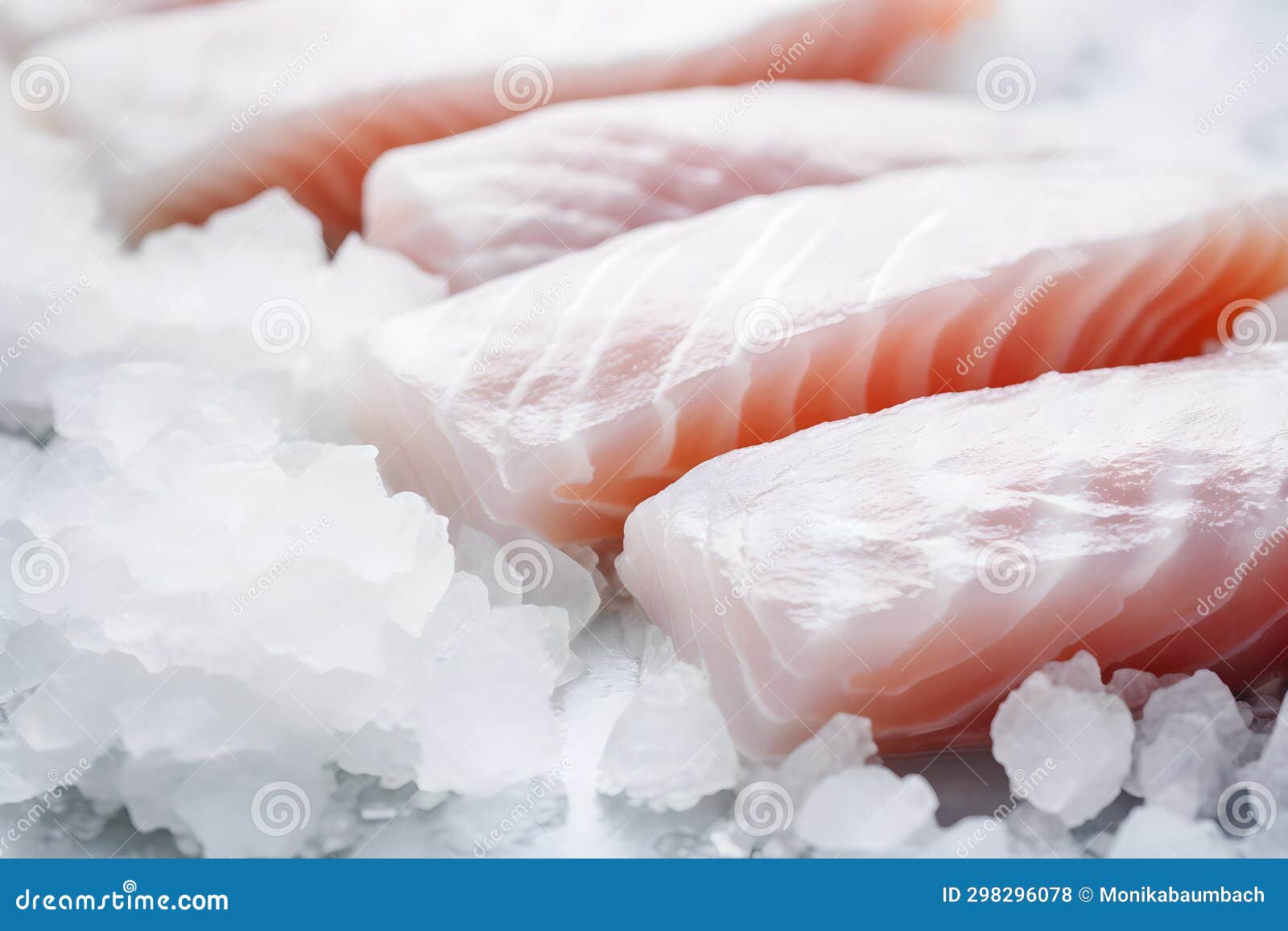 Raw Cod Fish Fillets with Ice Stock Illustration - Illustration of shop ...
