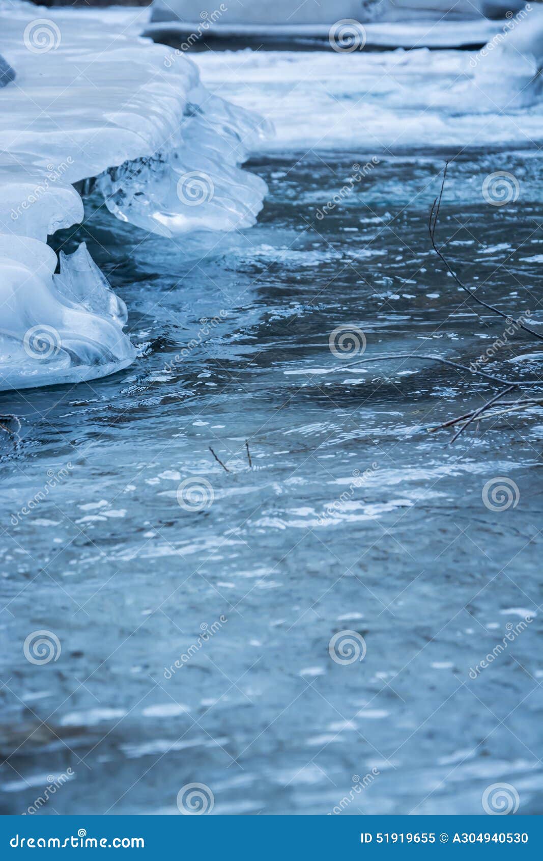 Iced River,cold Water Flowing To the Downstream Stock Image - Image of ...