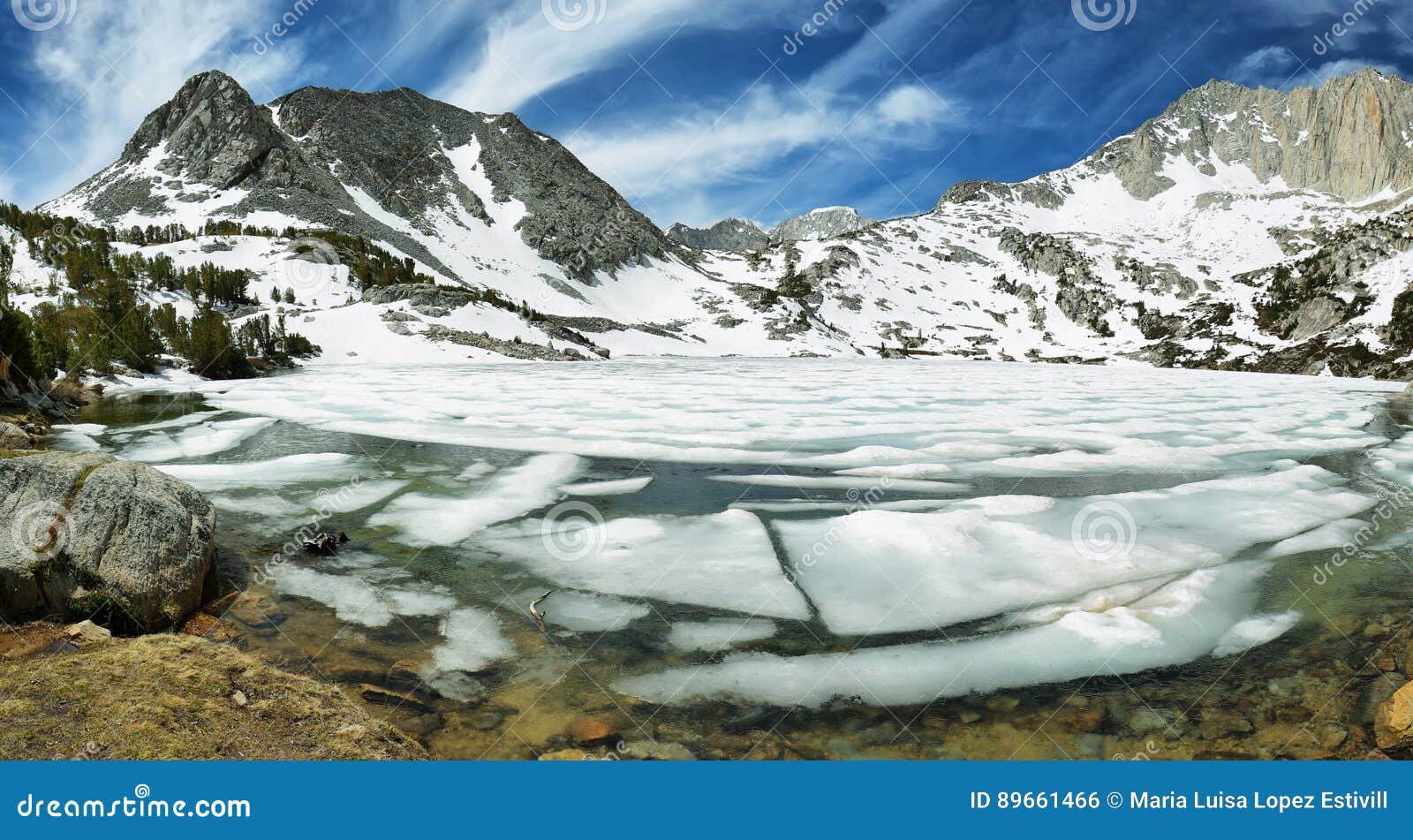 Iced Ruby lake, California stock photo. Image of forest - 89661466