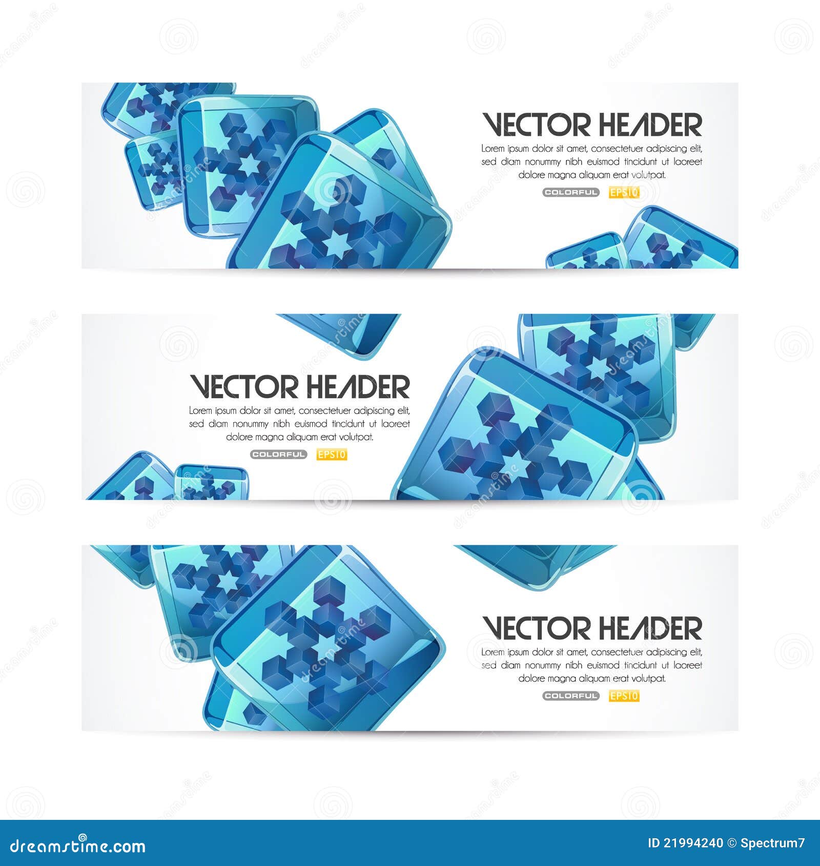 Iced Snowflakes Vector Headers Stock Vector - Illustration of gold ...