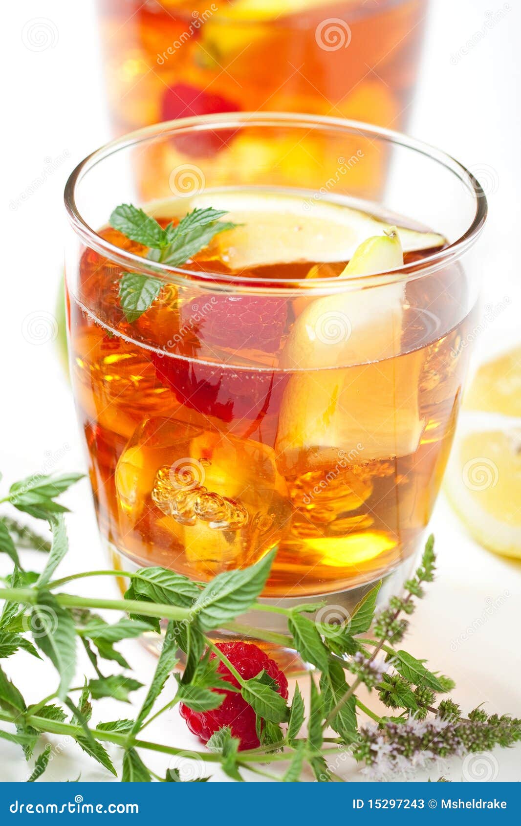 Iced Tea stock image. Image of lime, mint, glass, sliced - 15297243