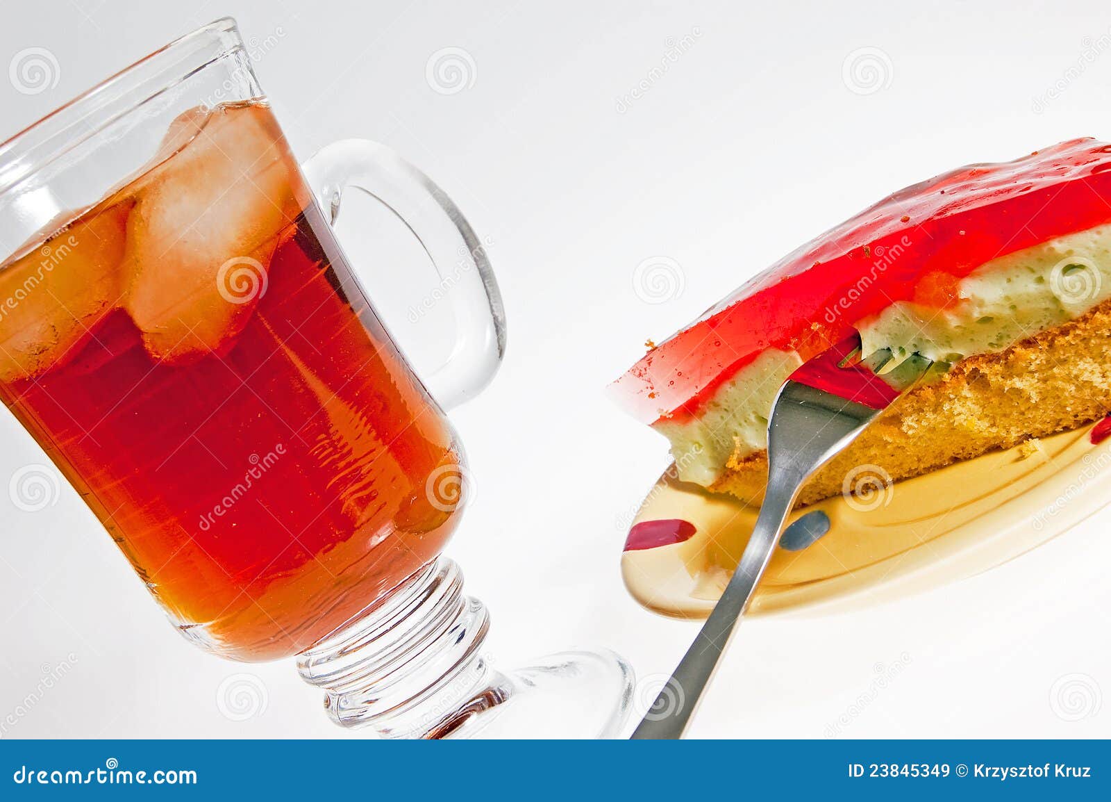 Iced tea and cake dessert stock image. Image of water - 23845349