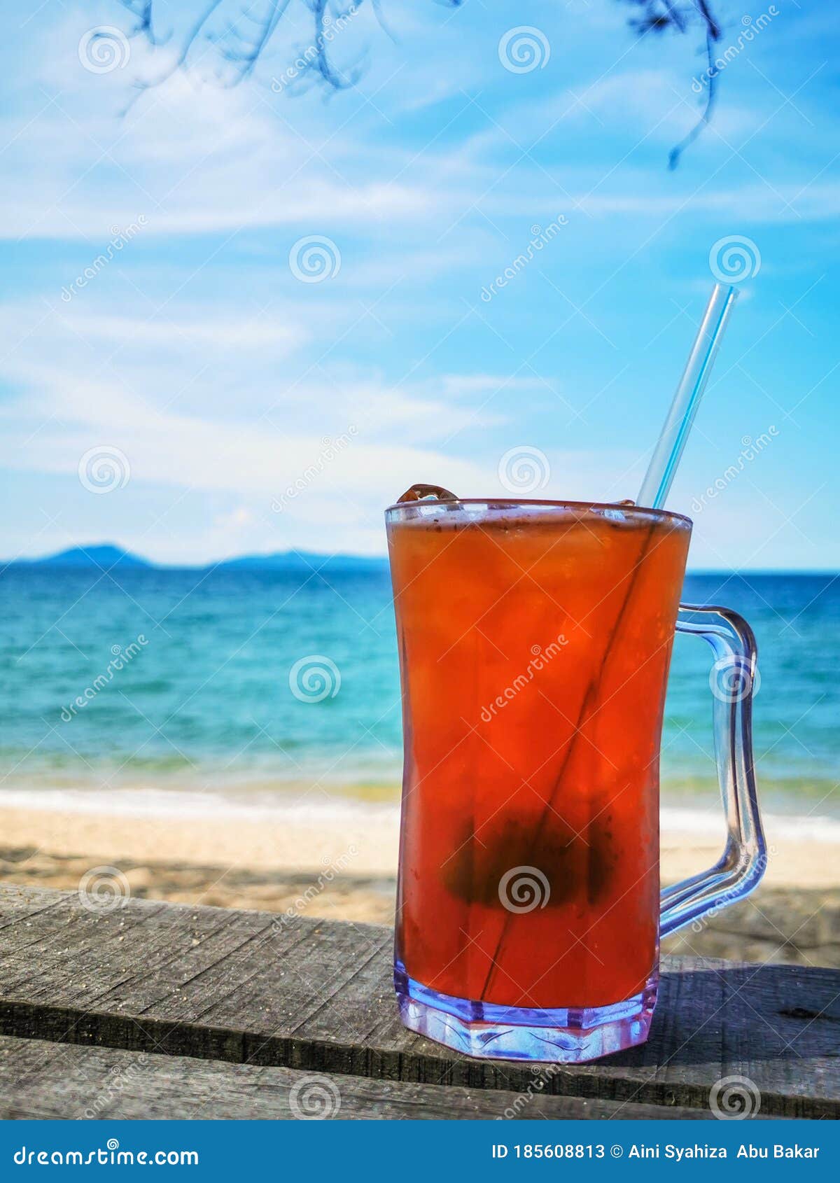 Iced Tea Drink with Beach View Stock Image - Image of relax, tropical ...
