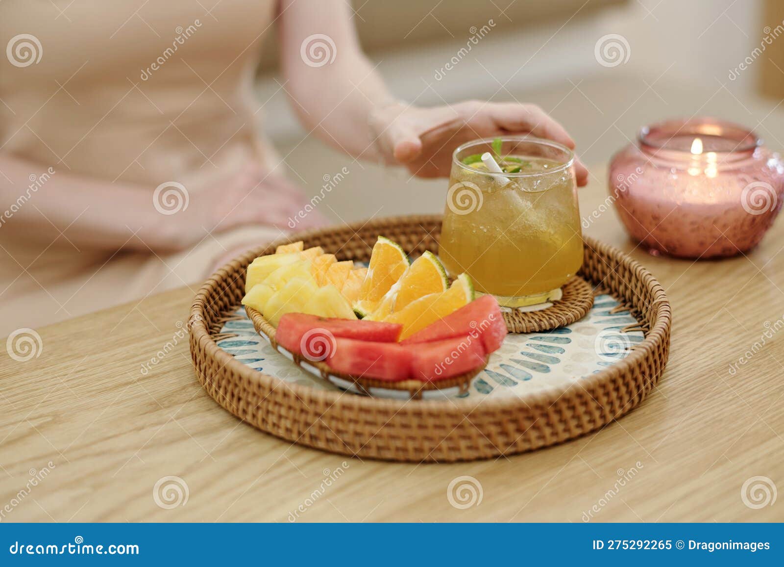 Iced Tea and Fruits for Client Stock Image - Image of beverage, female ...