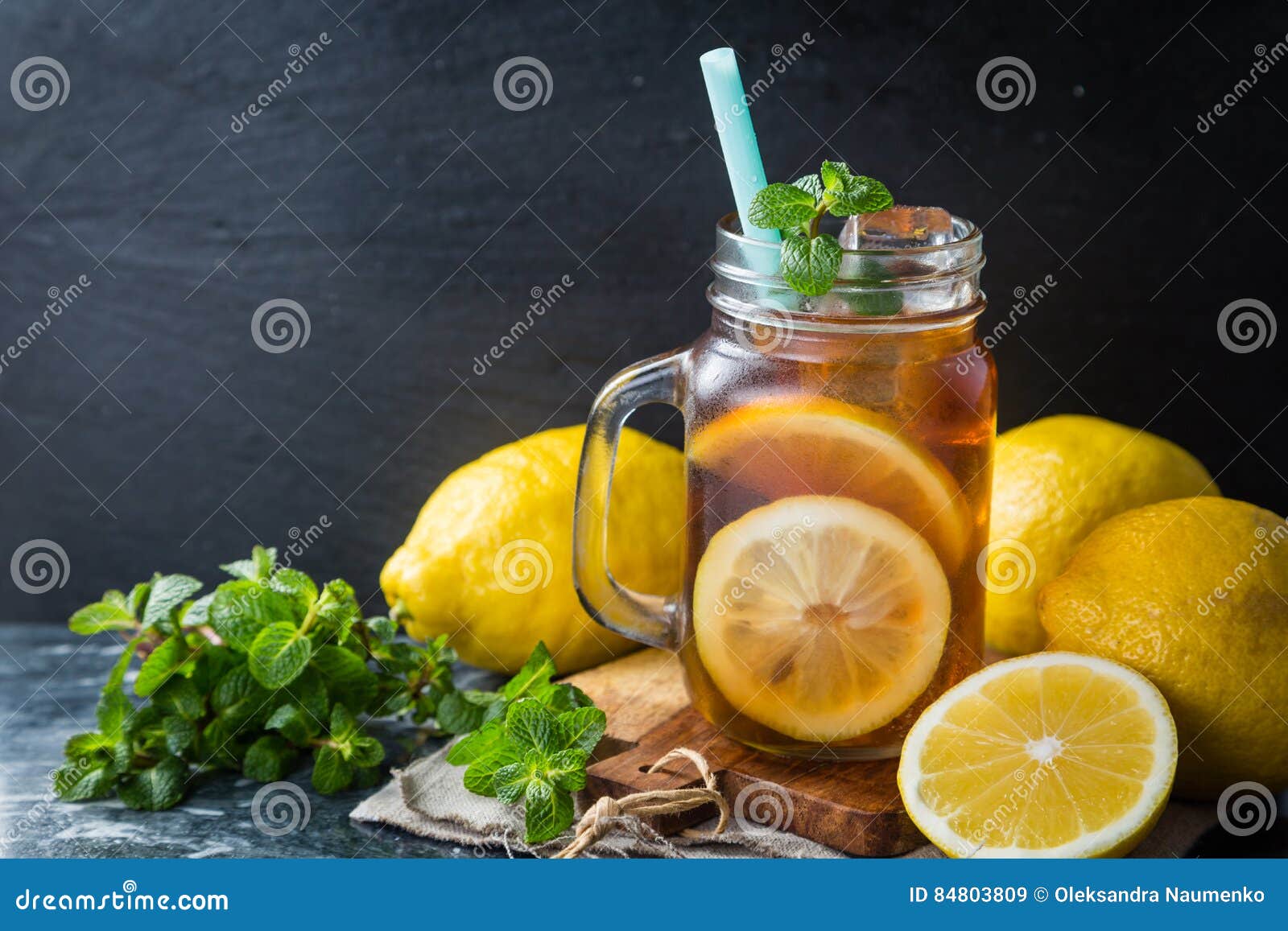 Iced tea in glass jars stock image. Image of island, long - 84803809