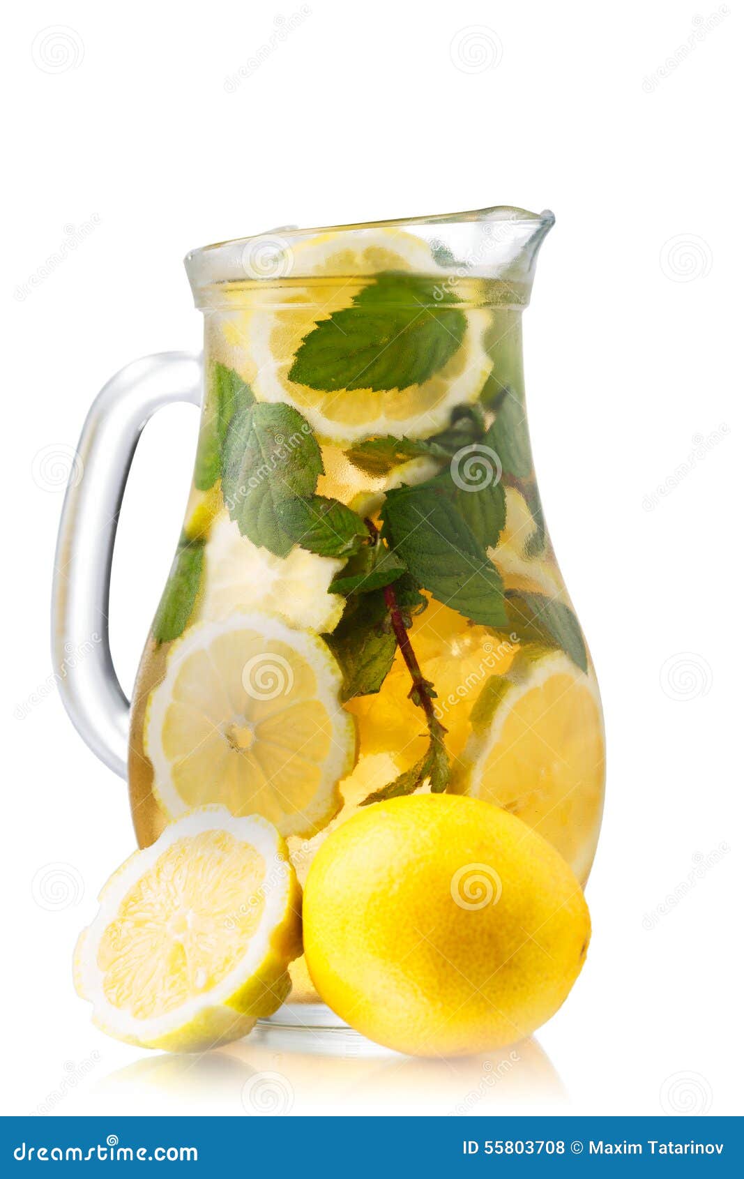 Iced tea in a jug stock photo. Image of white, mint, lemon - 55803708