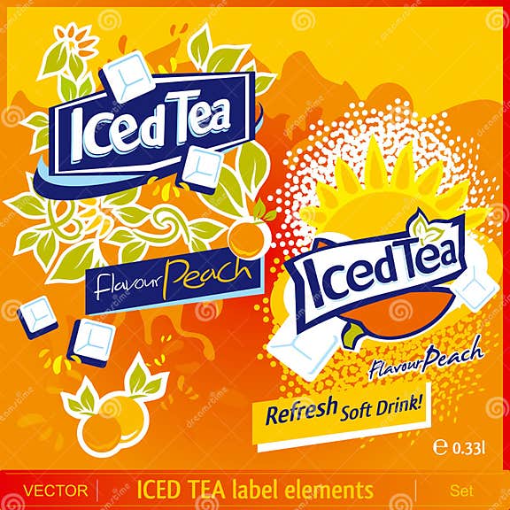 Iced Tea label elements stock vector. Illustration of refreshing - 20254116