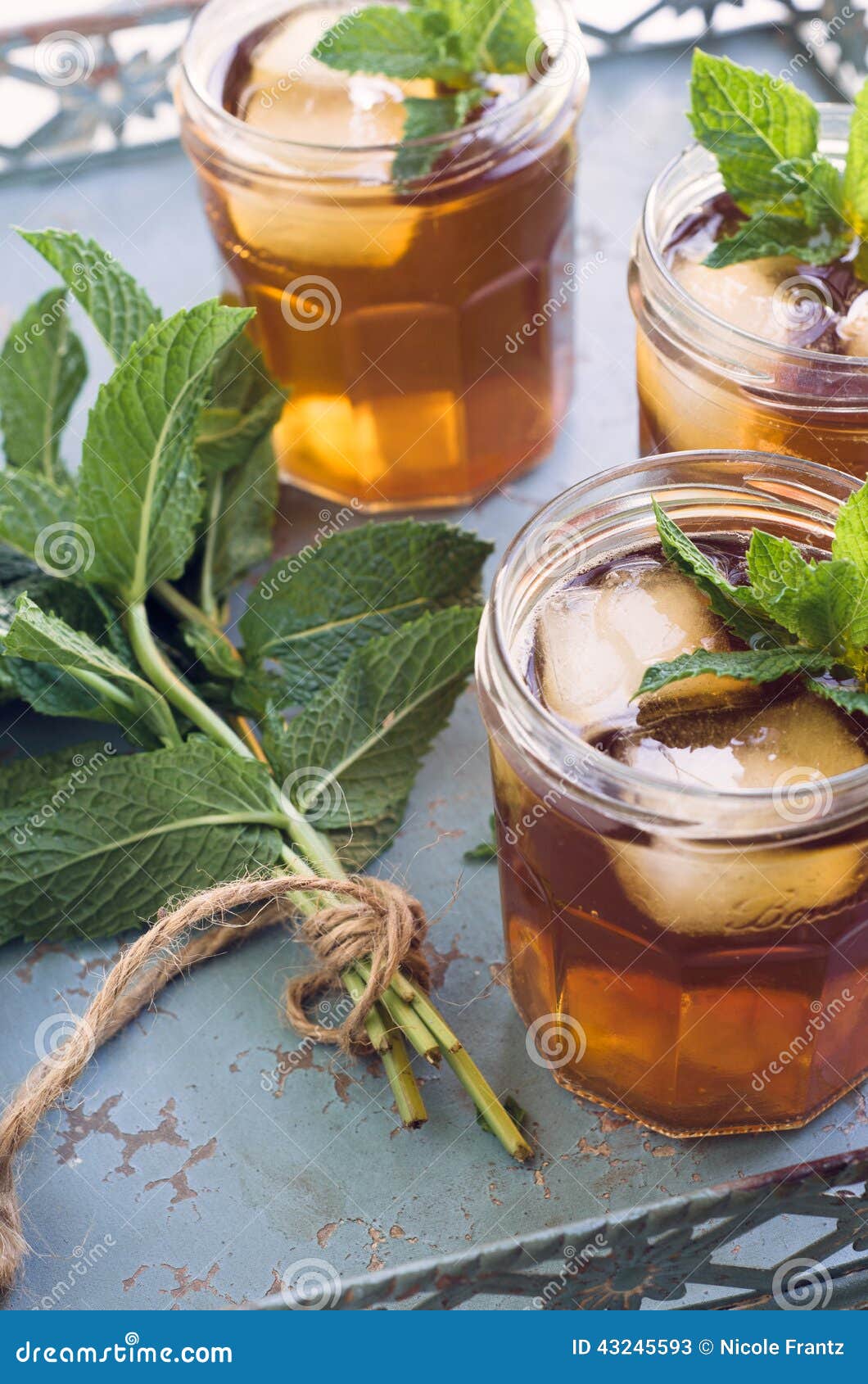 Iced Tea with Mint stock image. Image of cubes, drink - 43245593