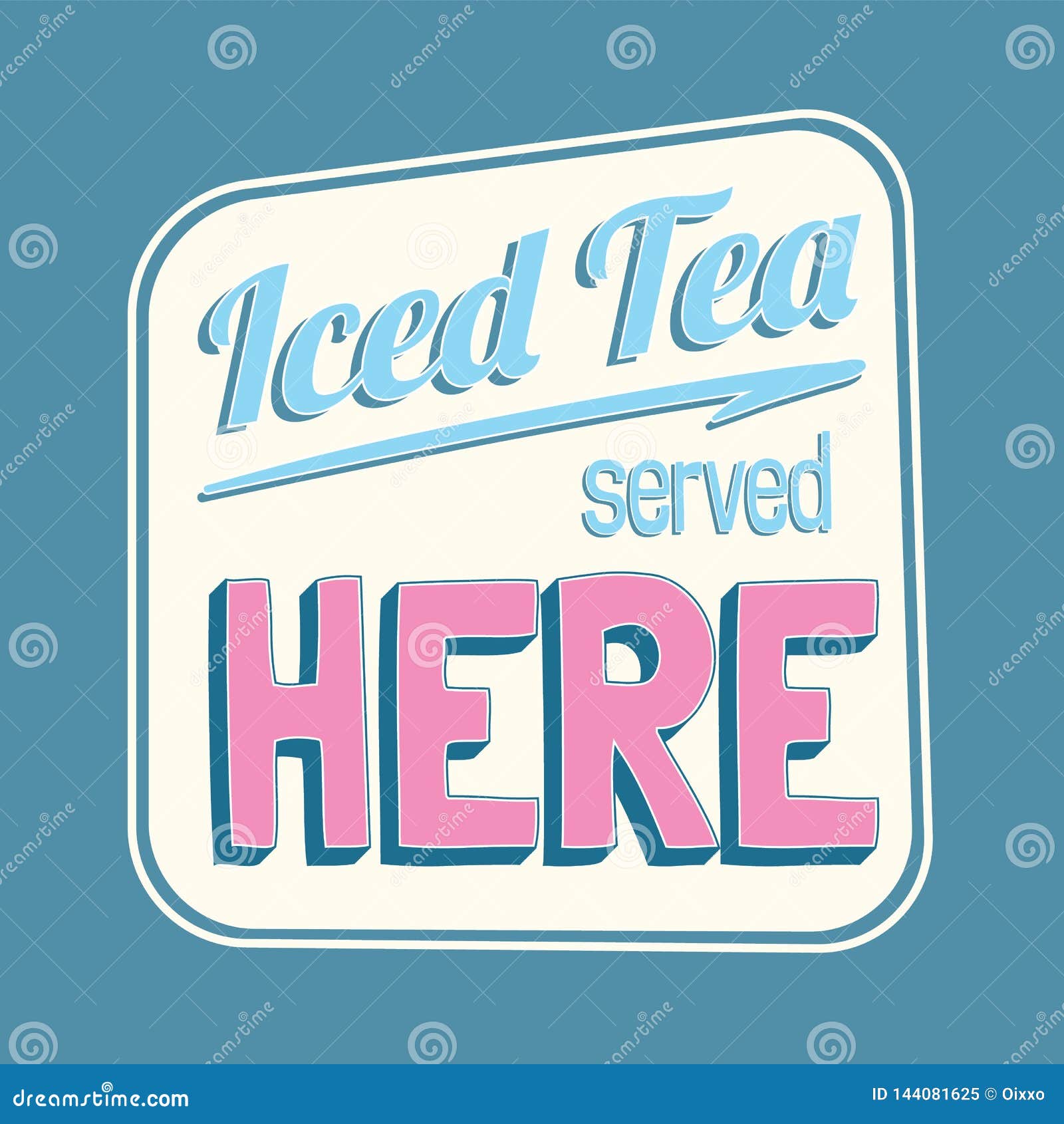 Iced Tea Served Here Colorful Retro Sign Stock Vector - Illustration of ...