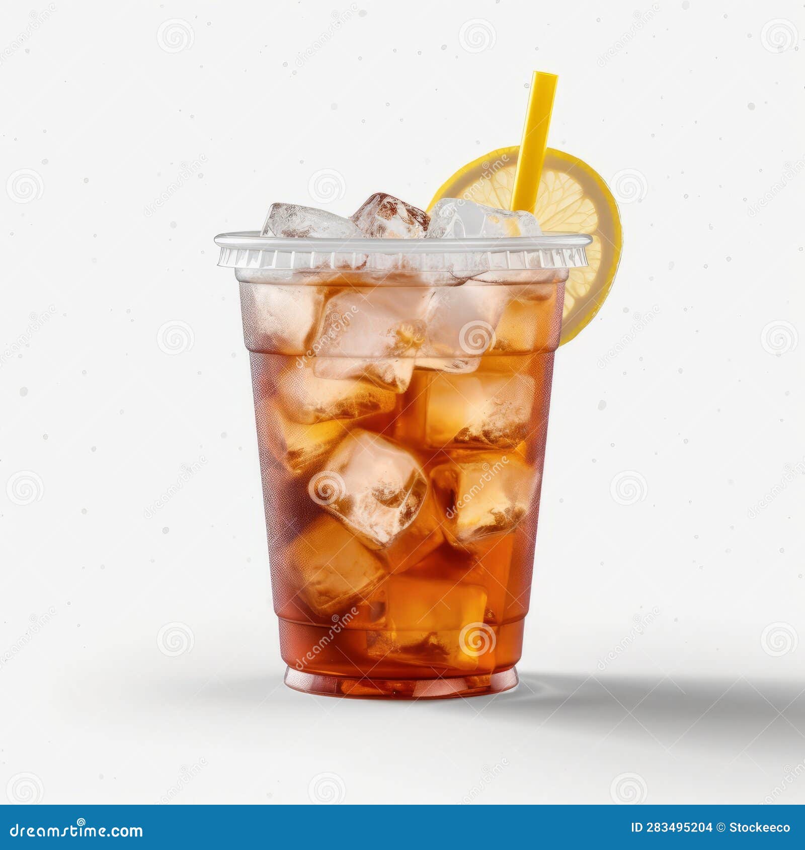 Realistic Iced Tea Cup Mockup Render on White Background Stock ...