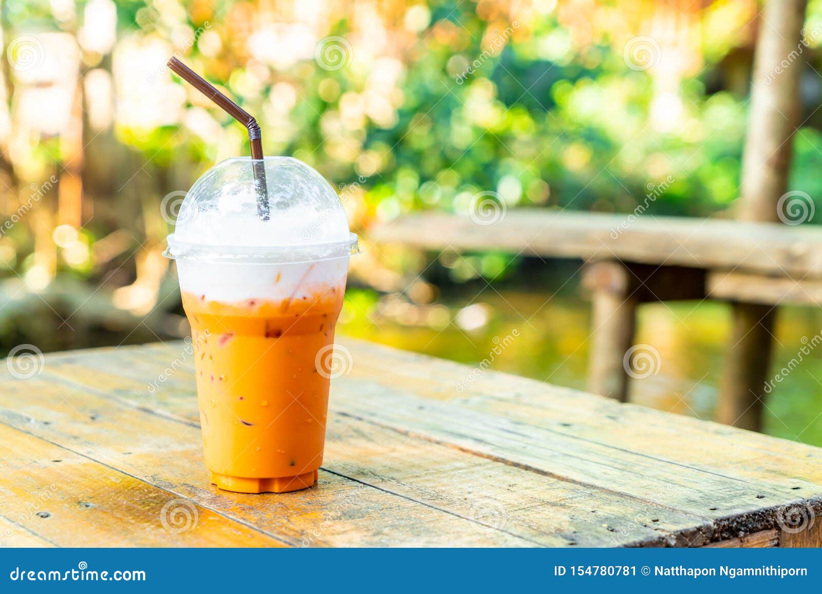 Iced Thai milk tea cup stock image. Image of black, sugar - 154780781
