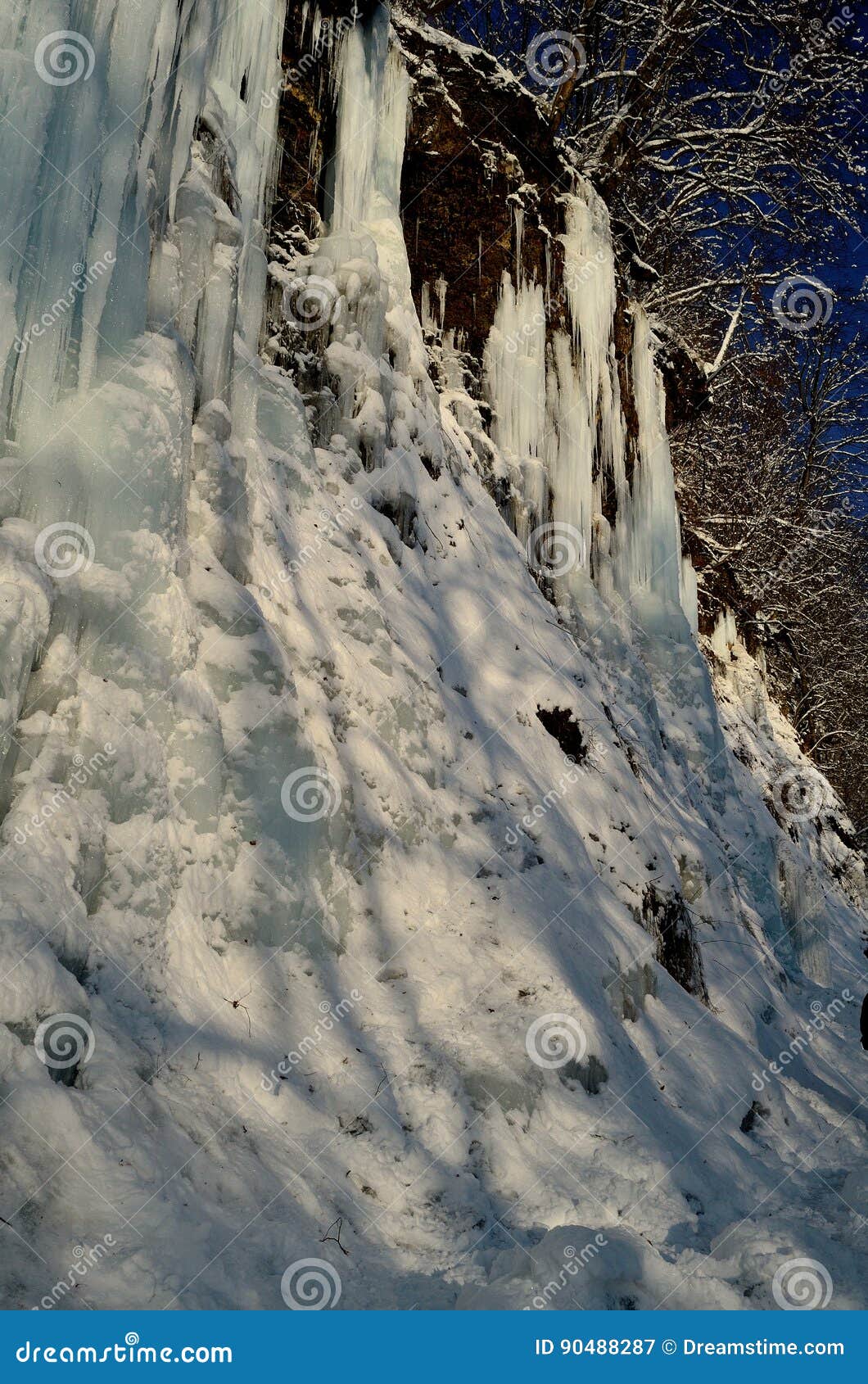 Icefall stock image. Image of water, stones, fish, lichen - 90488287