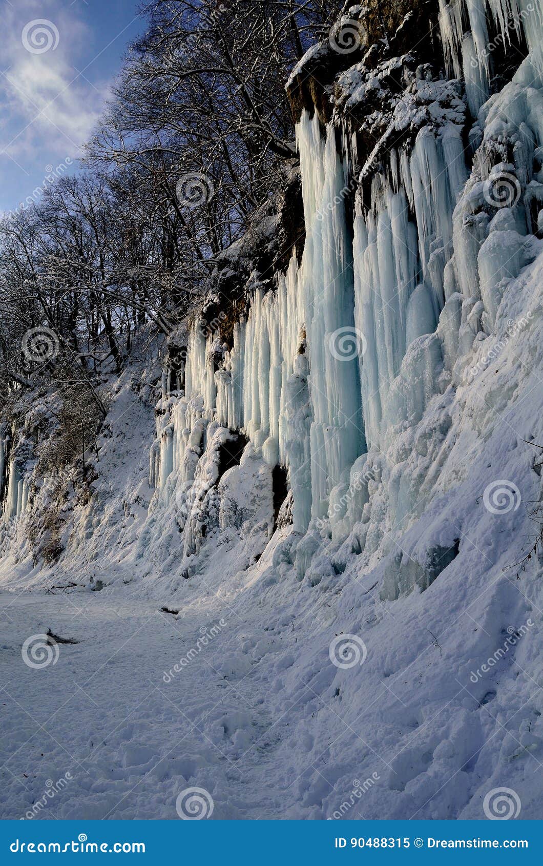 Icefall stock image. Image of lichen, waterfall, angling - 90488315