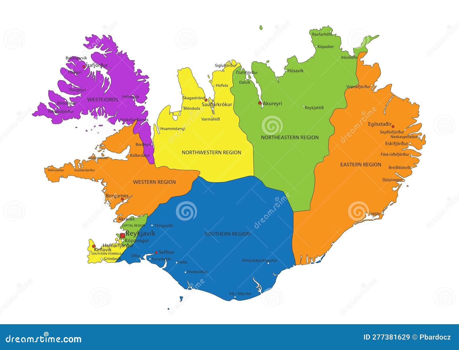 Colorful Iceland Political Map with Clearly Labeled, Separated Layers ...