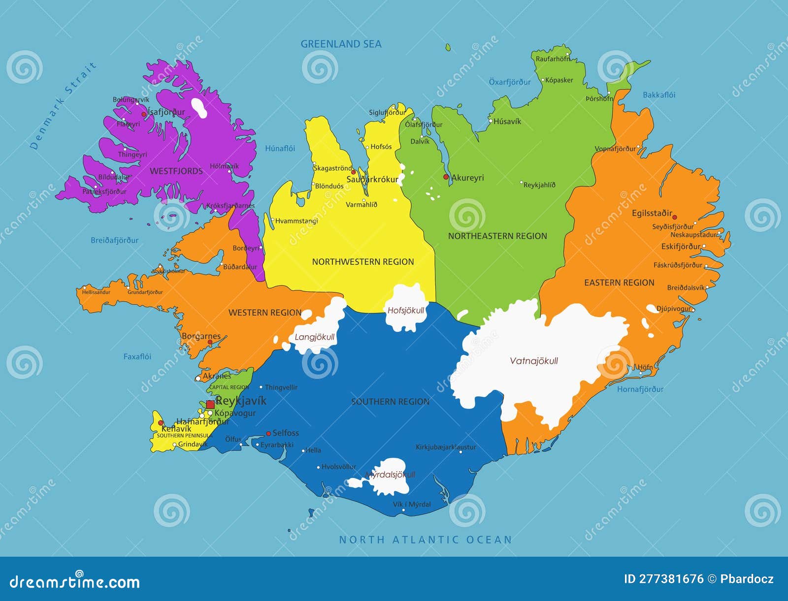 Colorful Iceland Political Map with Clearly Labeled, Separated Layers ...