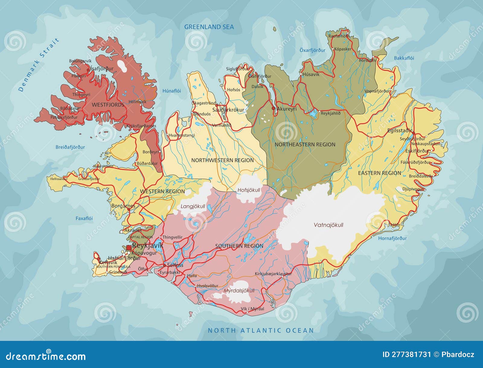 Detailed Editable Iceland Political Map. Stock Vector - Illustration of ...