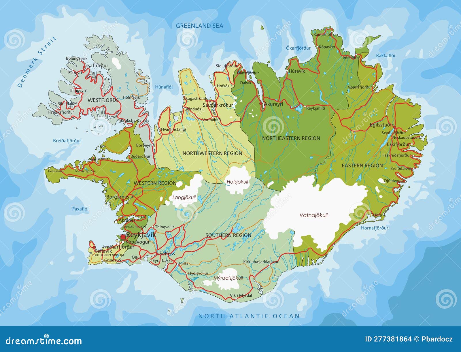 Political Map Of Iceland Isolated On Transparent Background Vector ...