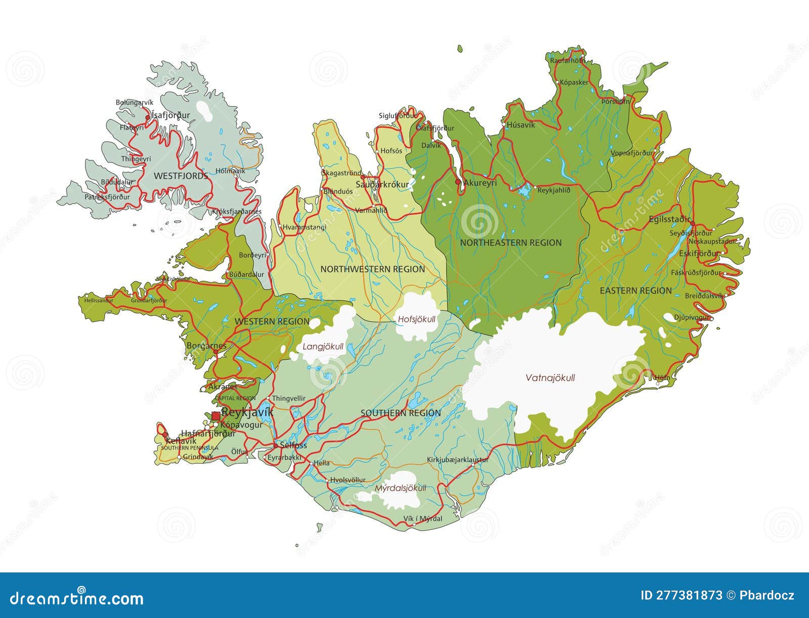 Political Map Of Iceland Isolated On Transparent Background Vector ...