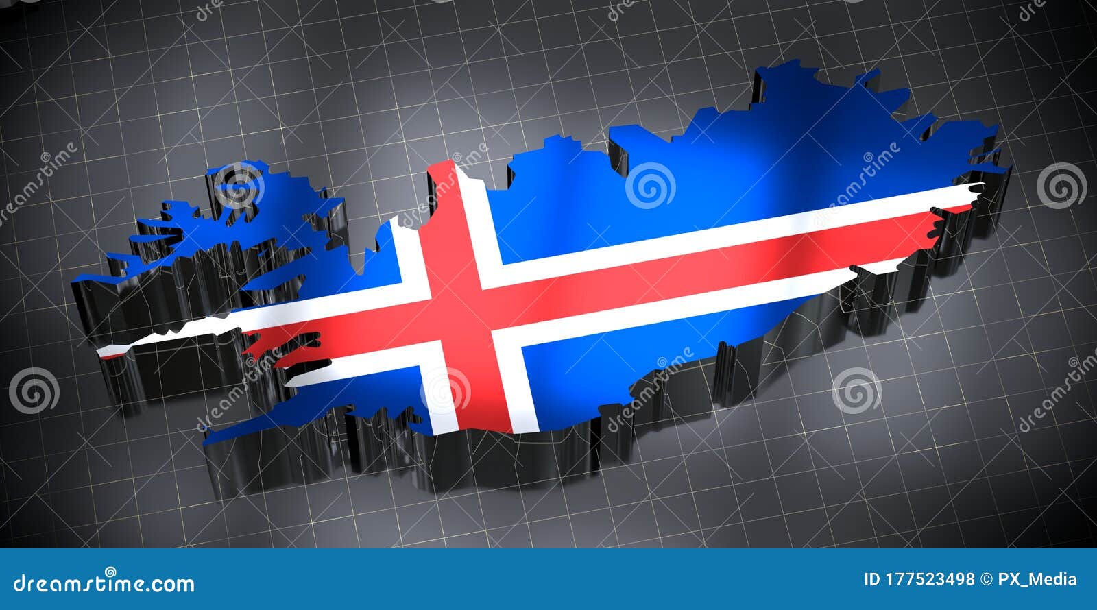 Iceland - Country Borders and Flag Stock Illustration - Illustration of ...