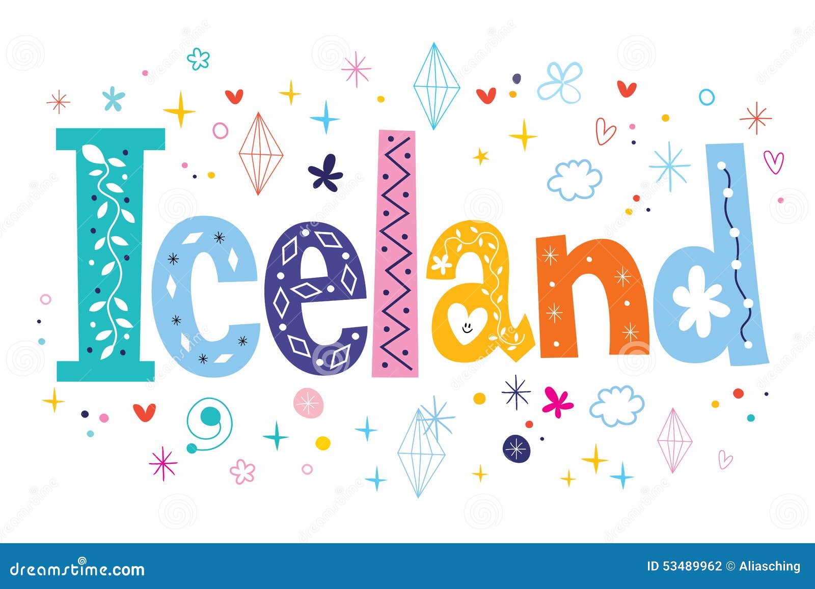 Iceland stock vector. Illustration of text, trip, north - 53489962