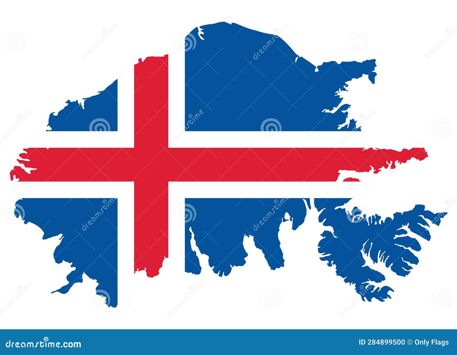 Iceland Flag on Map on Transparent Background Stock Illustration ...