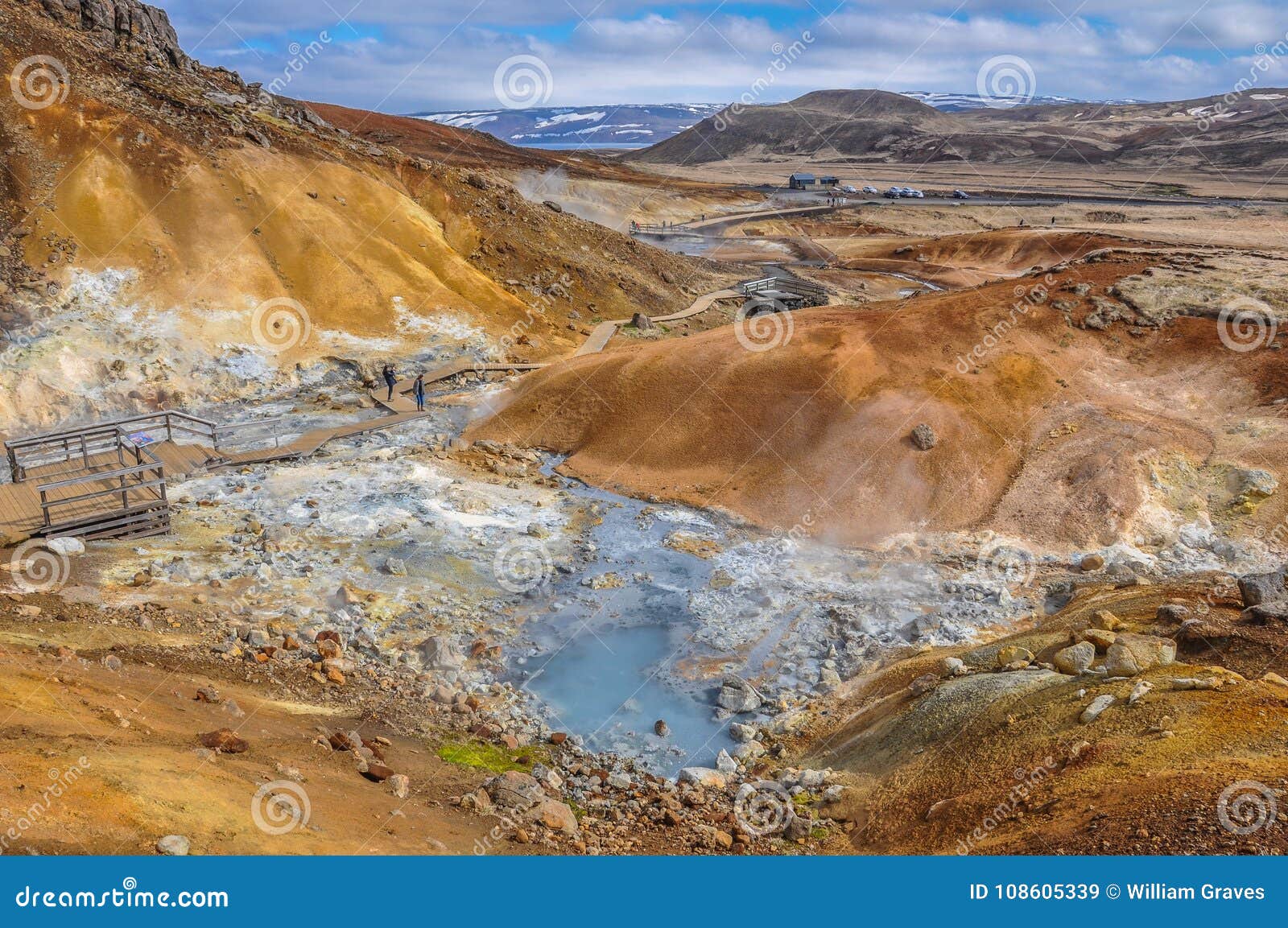 Iceland Geothermal Area Pools with Steam Stock Image - Image of sulfide ...