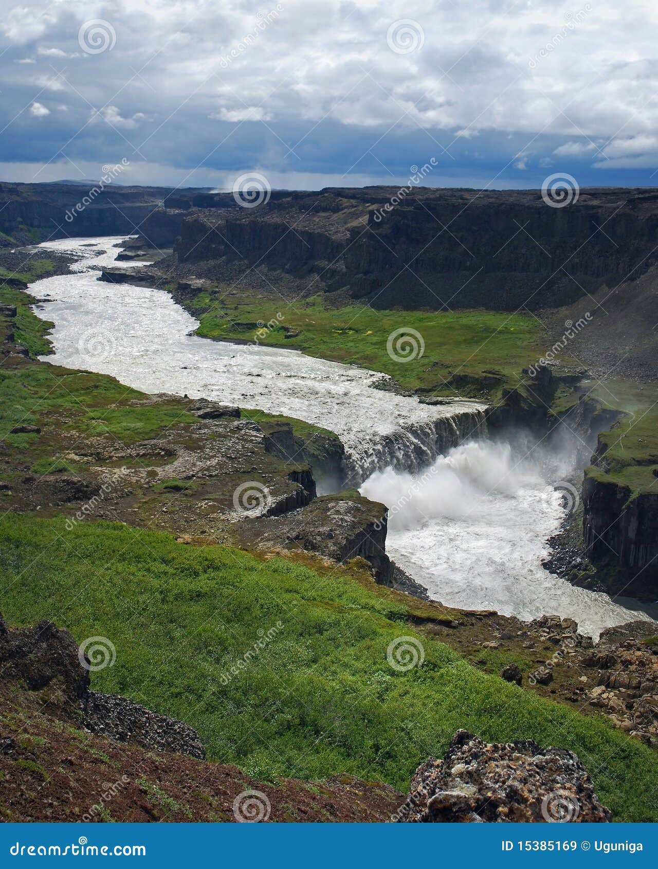 Iceland Hafragilsfoss Waterfall Stock Image - Image of iceland, power ...