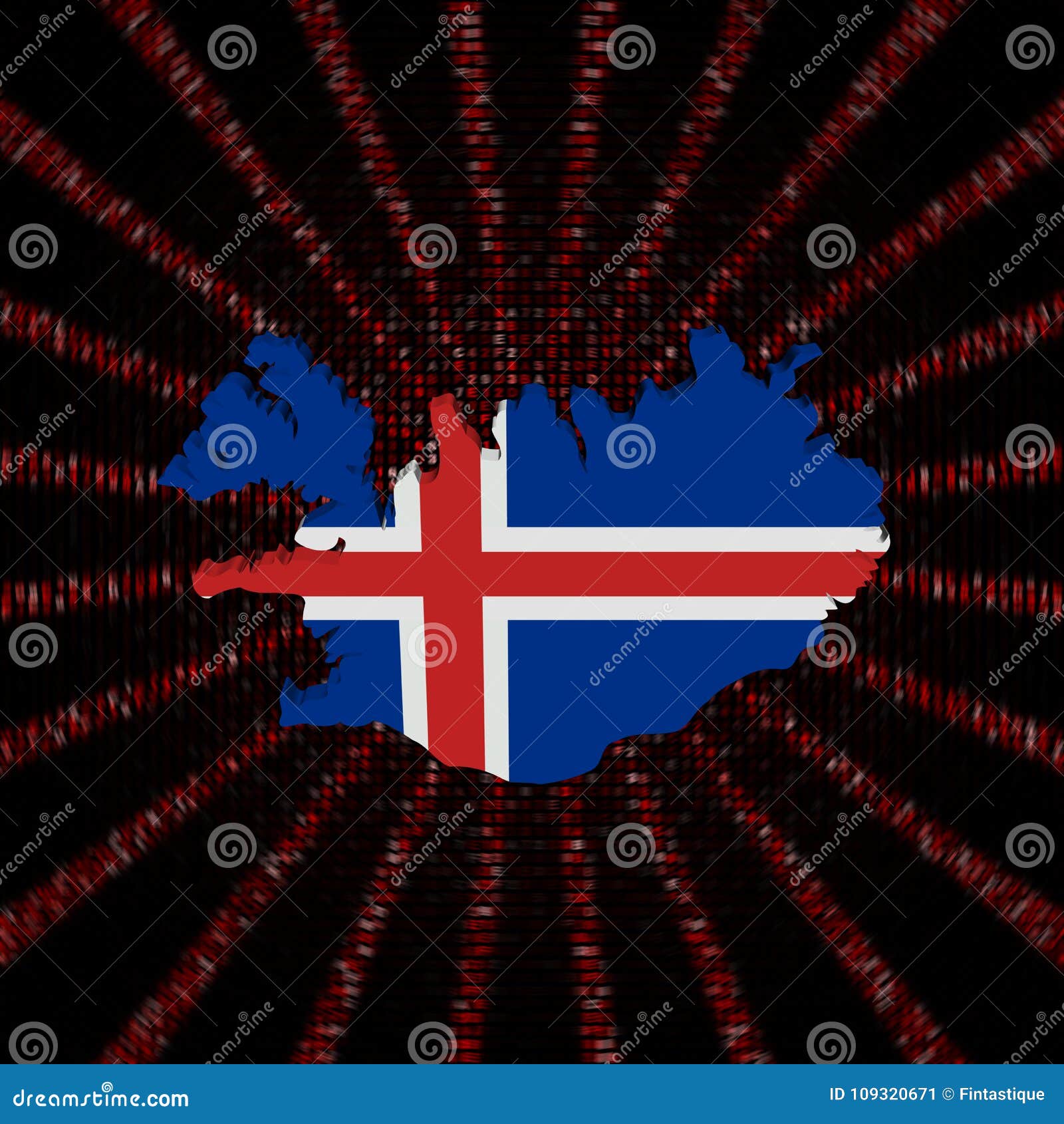 Iceland Map Flag on Red Hex Code Burst Illustration Stock Illustration ...