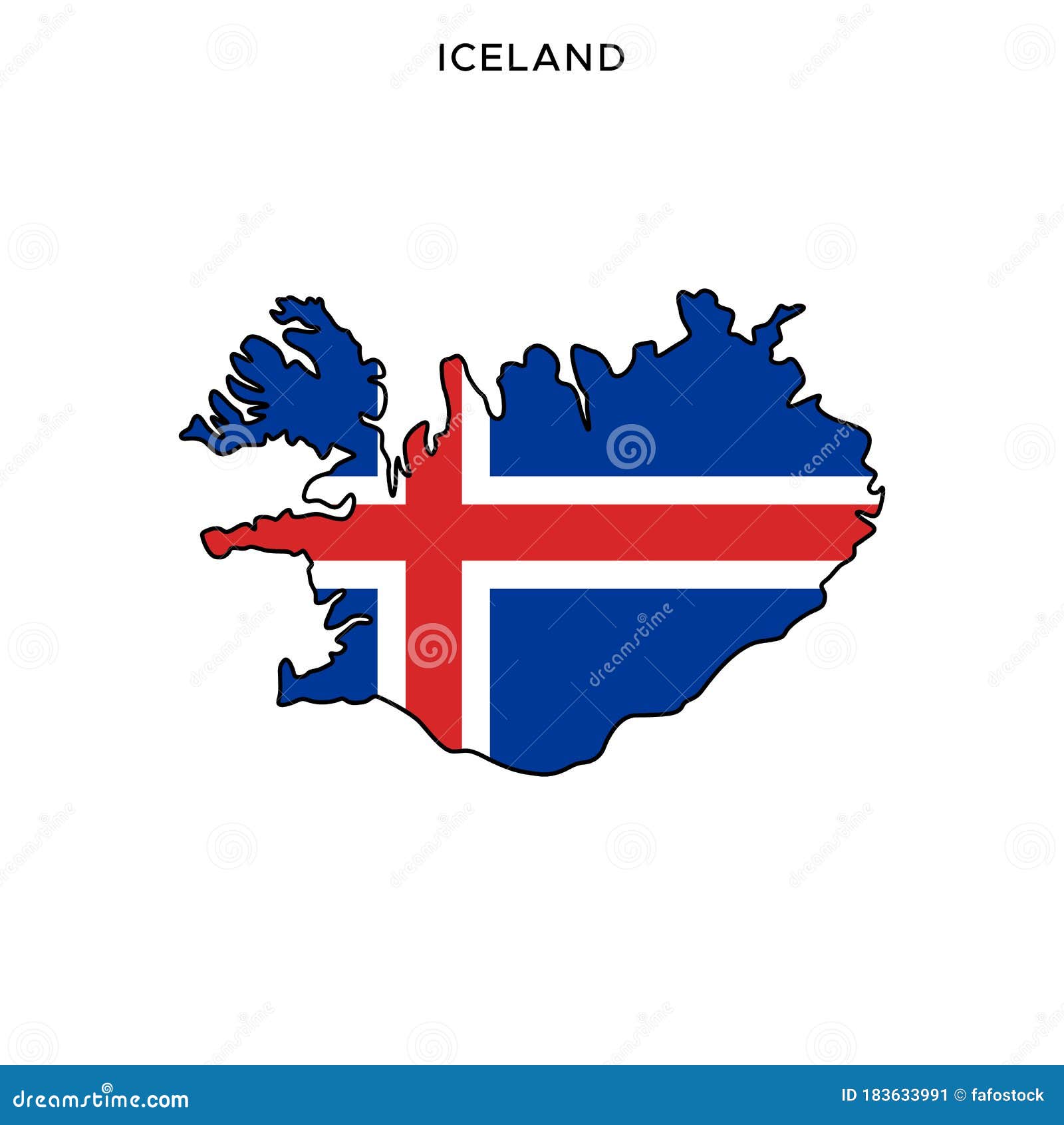 Map and Flag of Iceland Vector Design Template with Editable Stroke ...