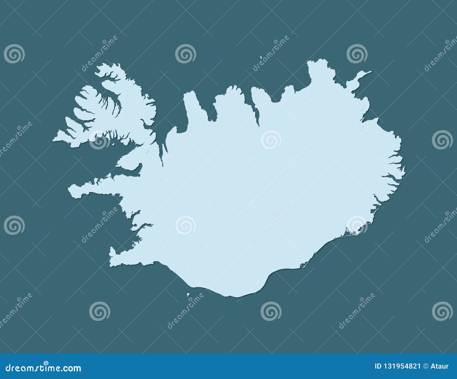 Iceland Map Vector Using Blue Border Lines on Dark Background Stock ...