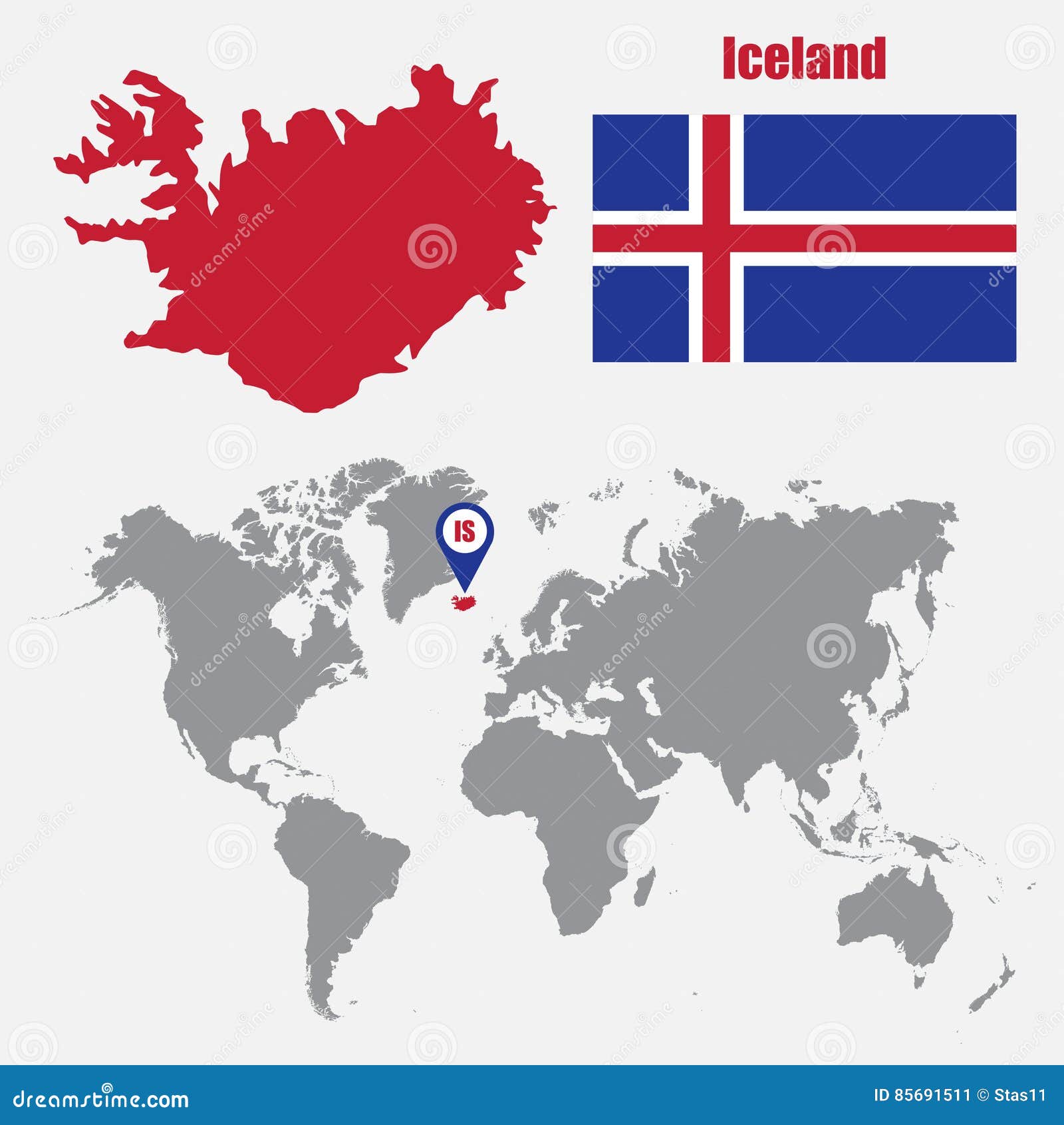 Iceland Is Magnified Over A World Map, Illustration With Airplane ...