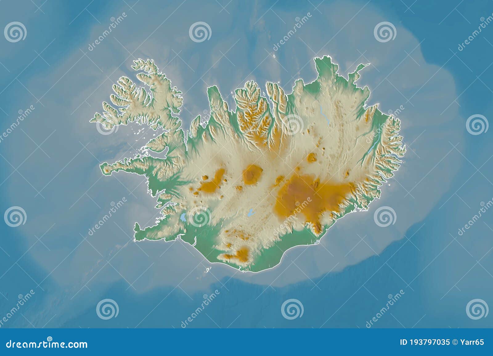 Iceland outlined. Relief stock illustration. Illustration of country ...