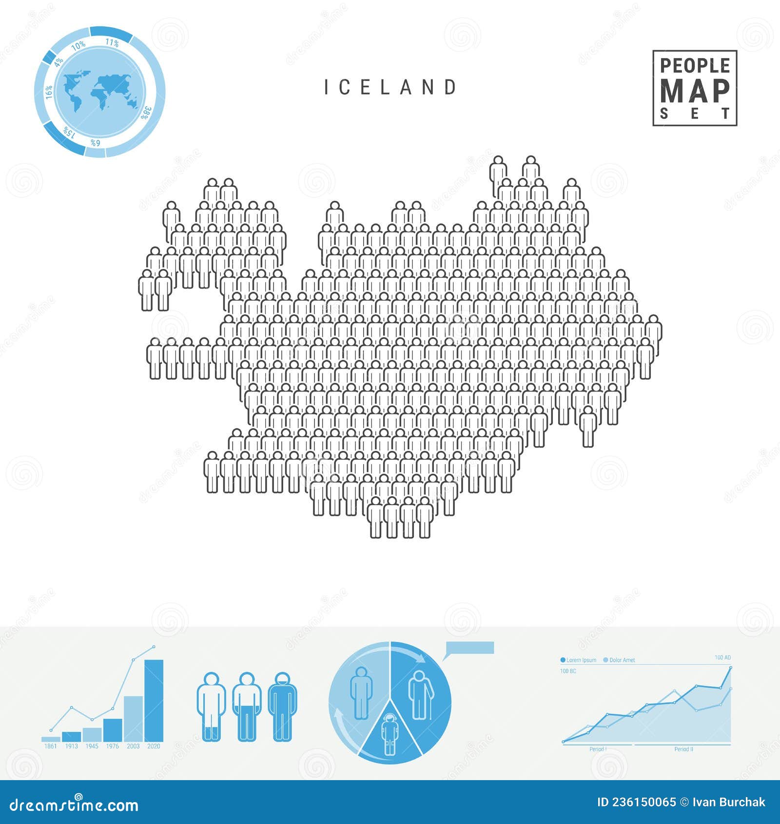 Iceland People Icon Map. Stylized Vector Silhouette of Iceland ...