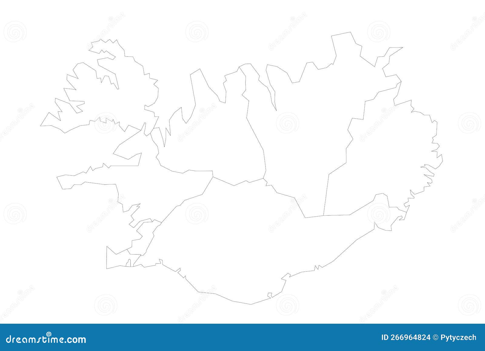 Iceland Political Map of Administrative Divisions Stock Illustration ...