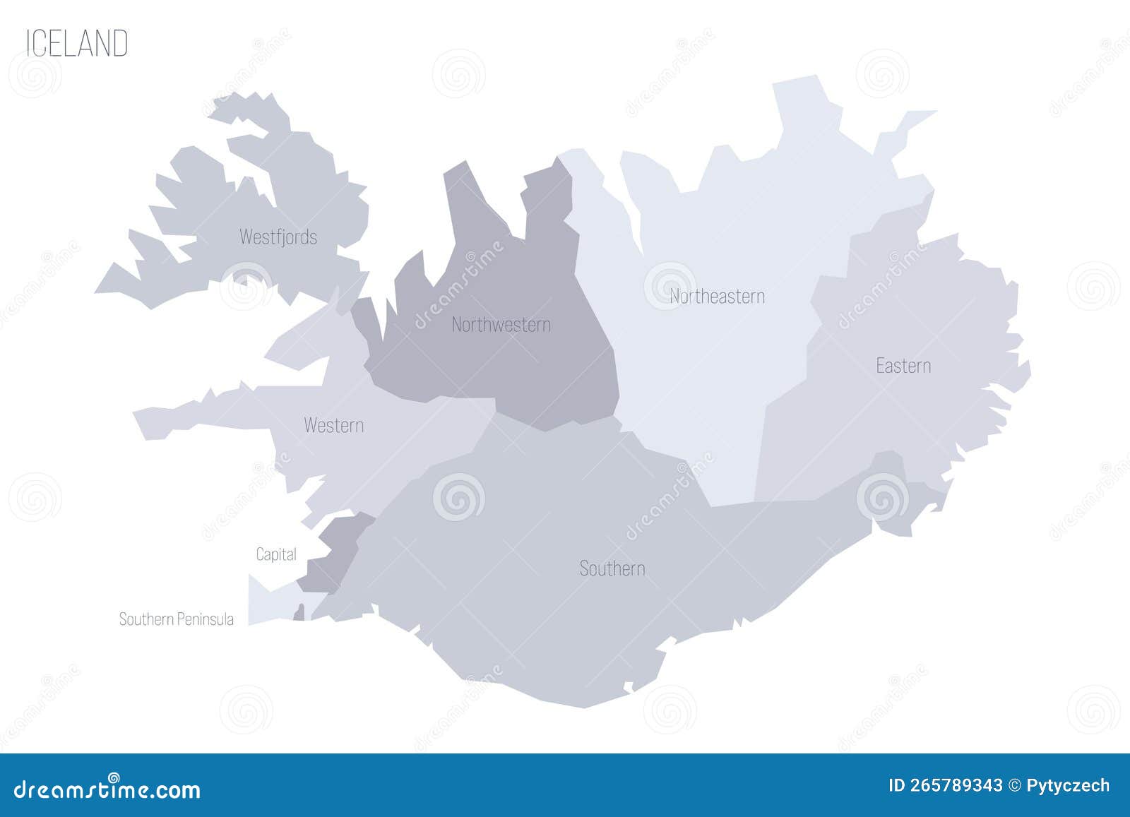 Iceland Political Map of Administrative Divisions Stock Vector ...