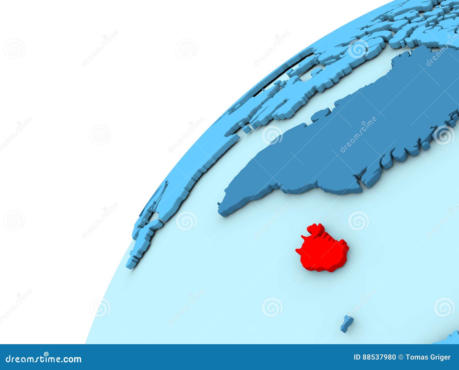 Iceland in Red on Blue Globe Stock Illustration - Illustration of ...