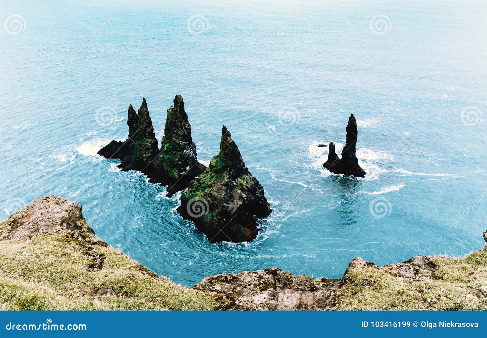 Iceland Reynisdrangar Cliffs. Stock Image - Image of coast, black ...