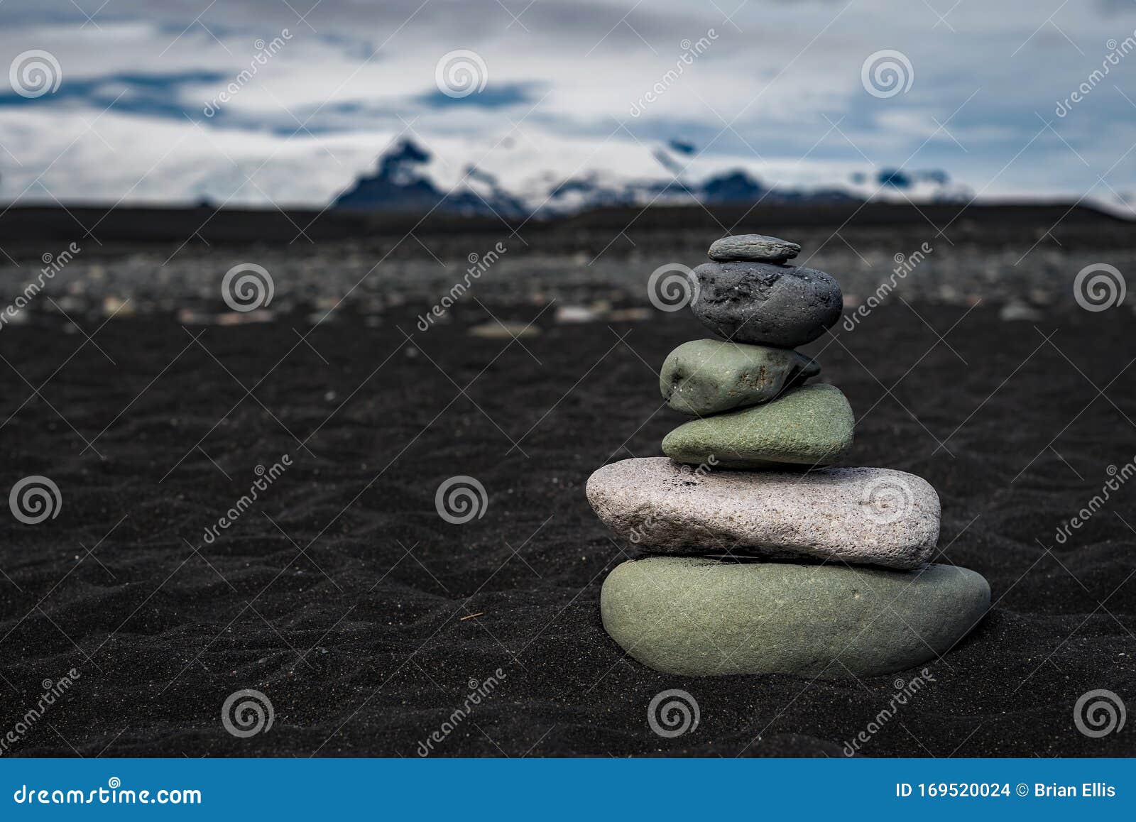 Iceland - Rock Stack on Black Sand Beach Stock Photo - Image of black ...