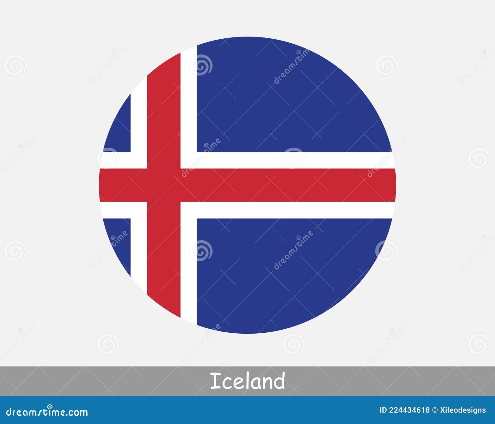 Iceland Round Circle Flag. Icelandic Circular Button Banner Icon Stock ...