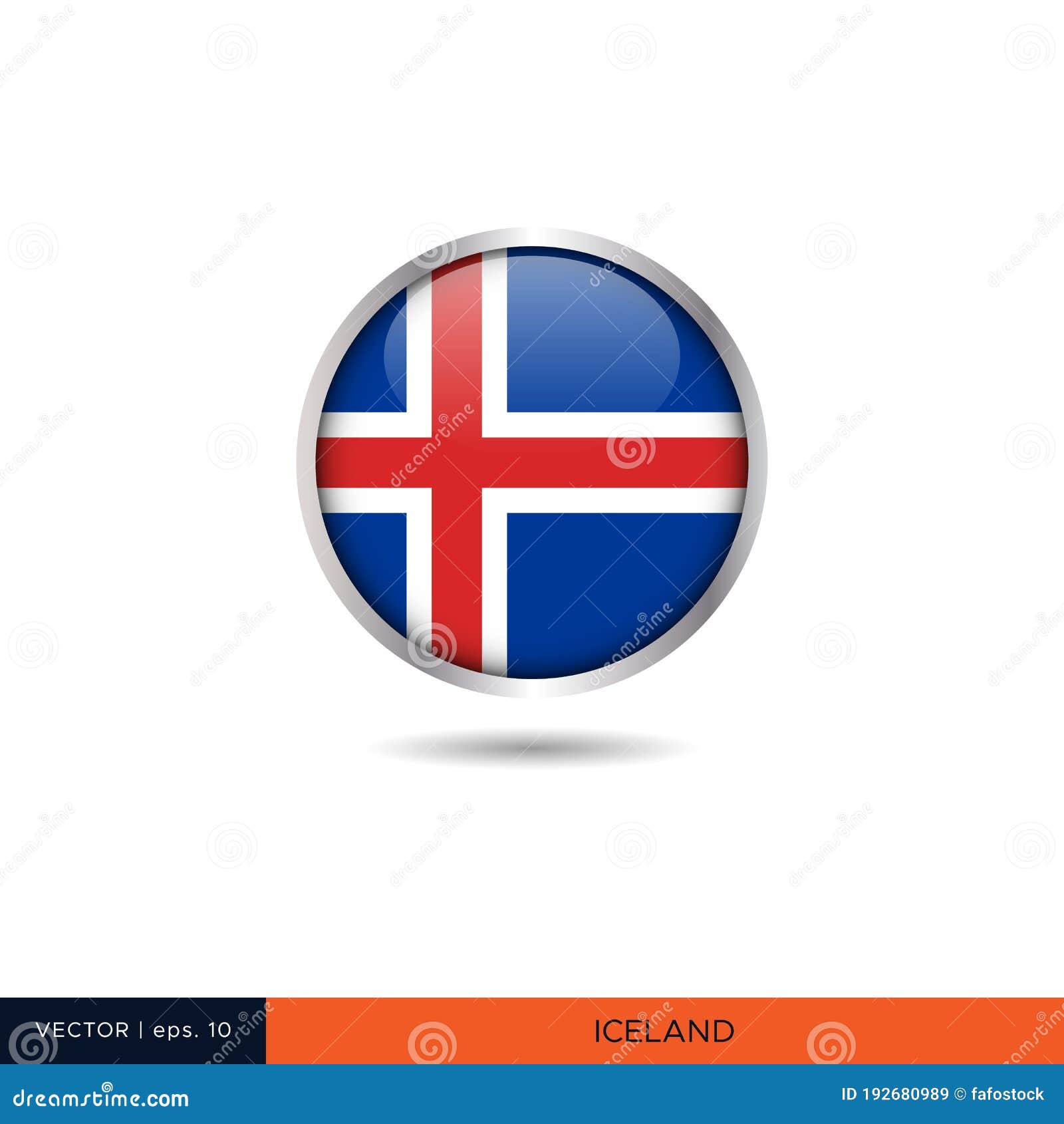 Iceland Round Flag Vector Design. Stock Vector - Illustration of ensign ...