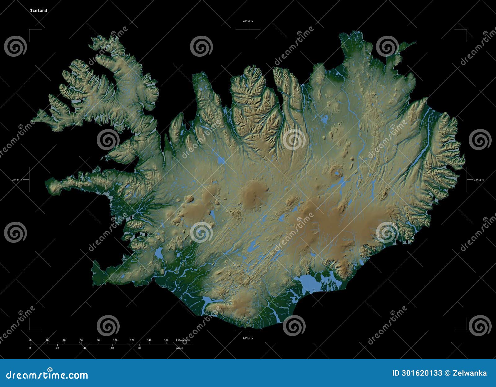 Iceland Shape on Black. Physical Stock Illustration - Illustration of ...