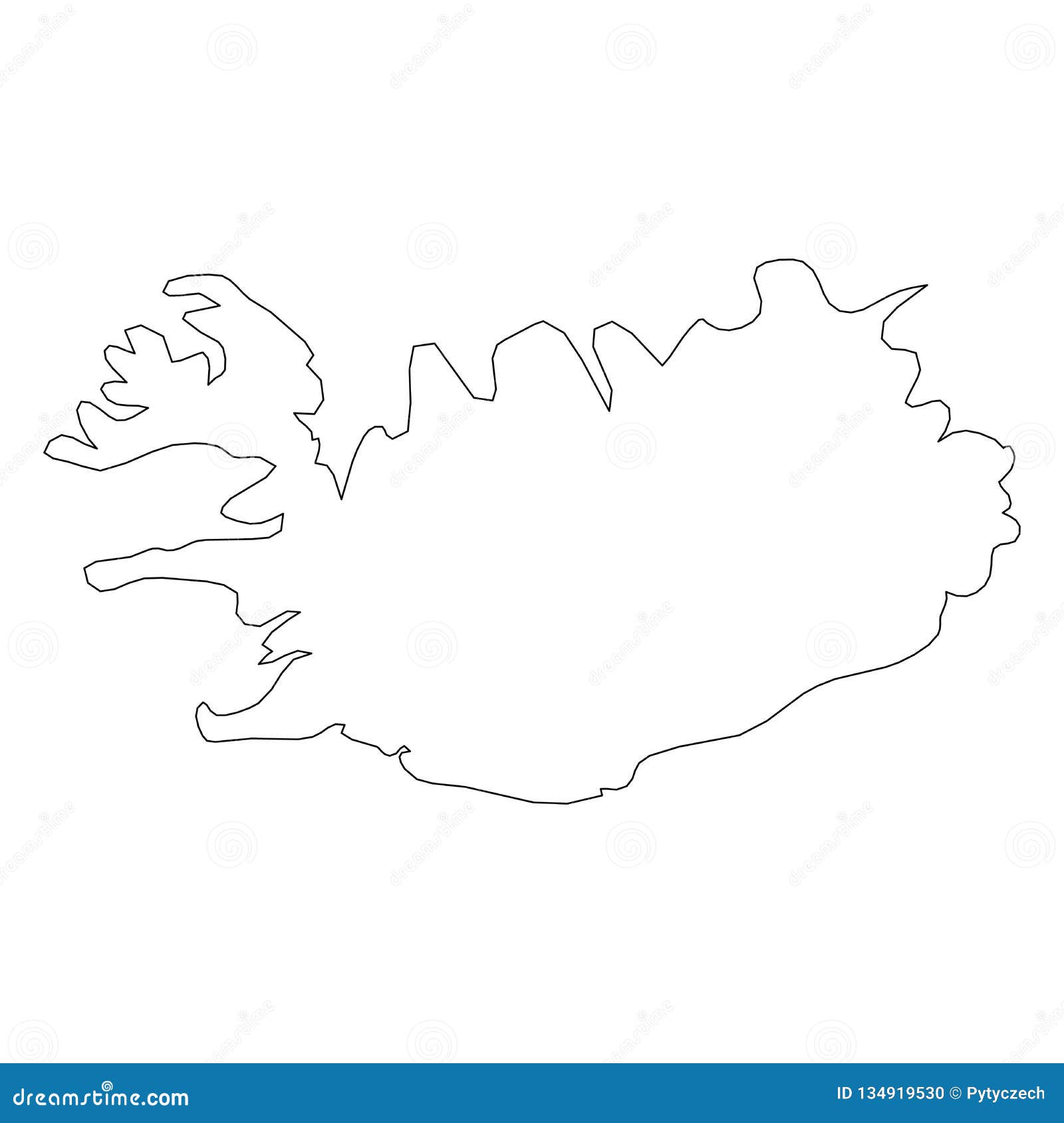 Iceland - Solid Black Outline Border Map of Country Area. Simple Flat ...