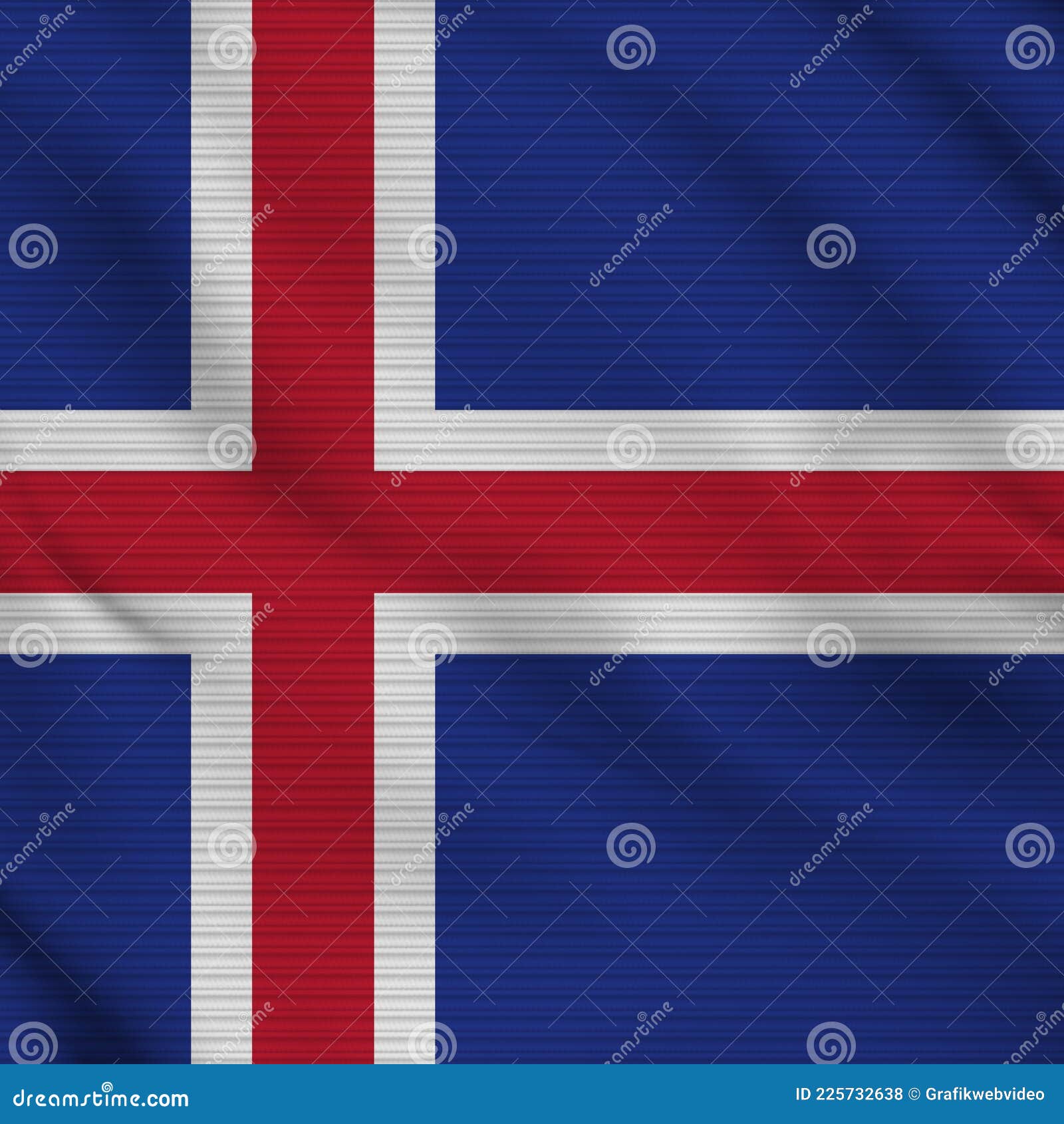 Iceland Square Realistic Flag Fabric Texture Effect Illustration Stock ...