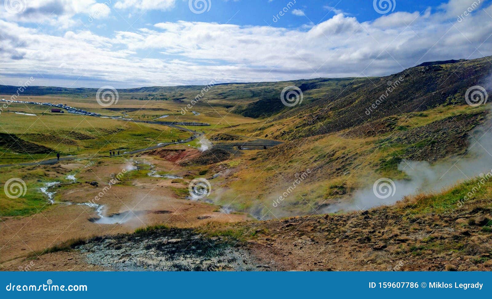 Iceland Thermal Stream Green Landscape Steam Stock Photo - Image of ...