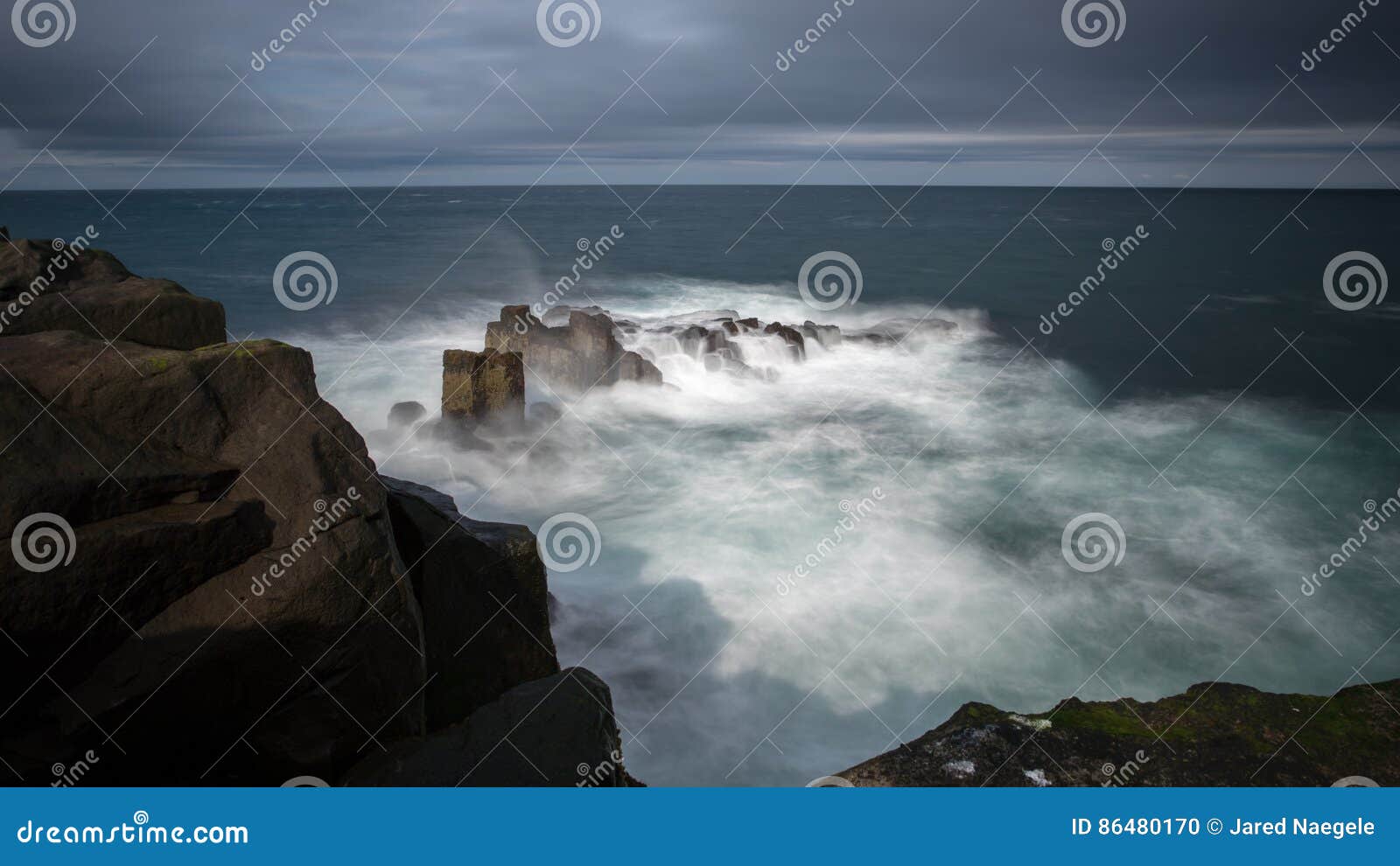 Icelandic Basalt Cliff Long Exposure Stock Photo - Image of ocean ...