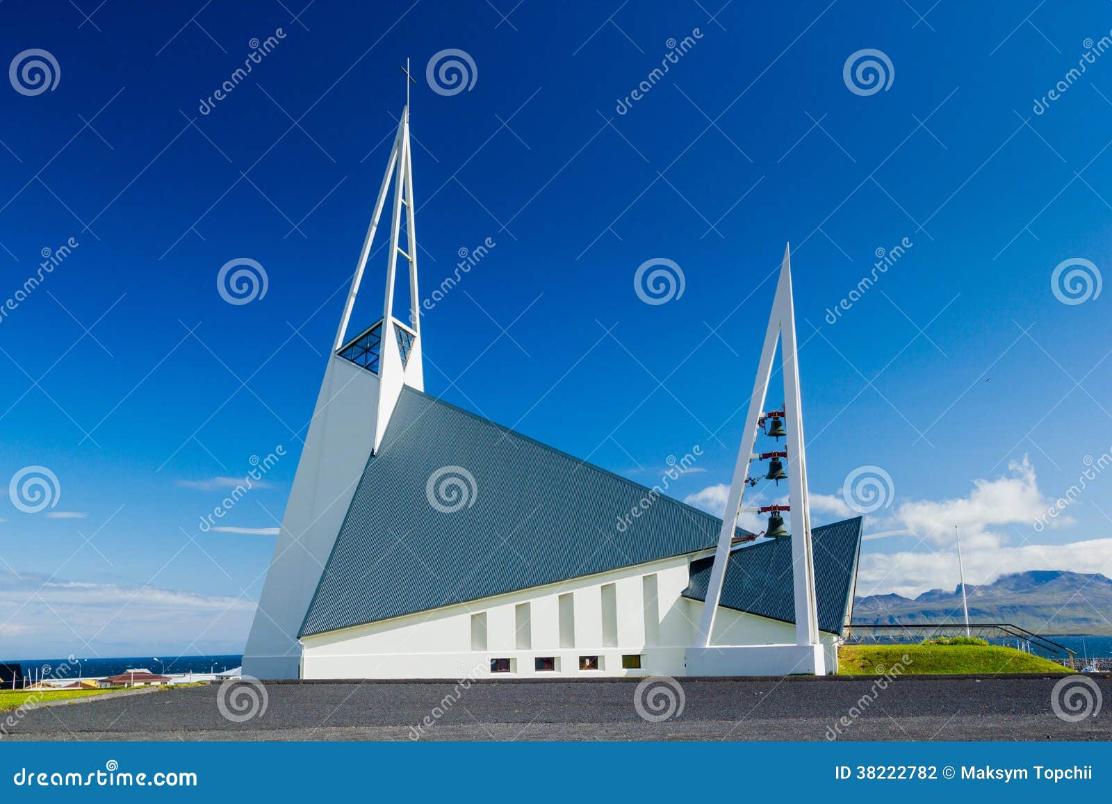 Icelandic church. stock photo. Image of cloud, house - 38222782