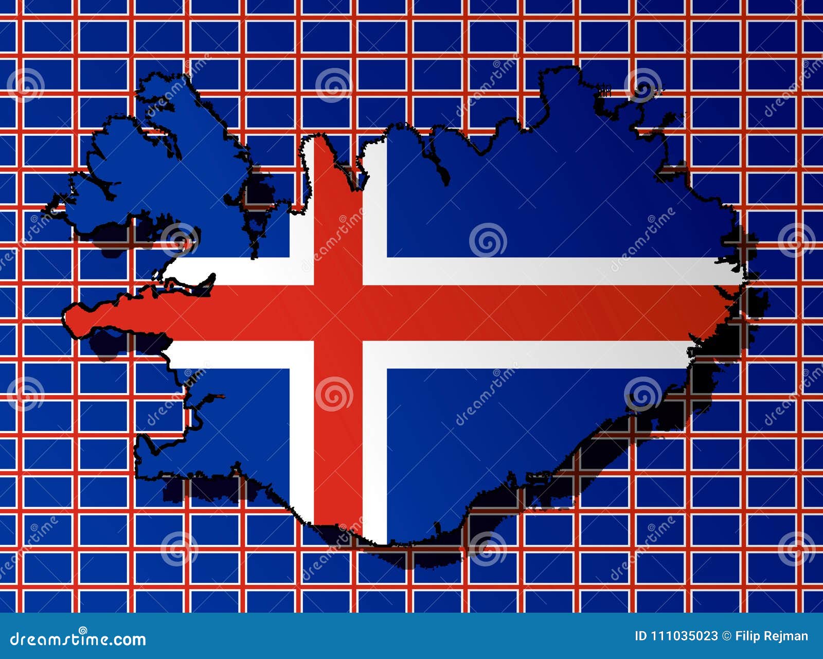Icelandic Flag with a Contour of Border Stock Illustration ...
